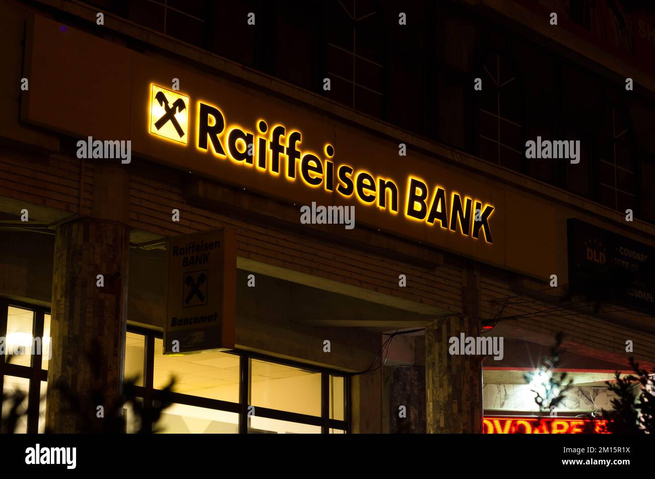 Bucharest, Romania - December 10, 2022: Sign and logo of Austrian bank ...