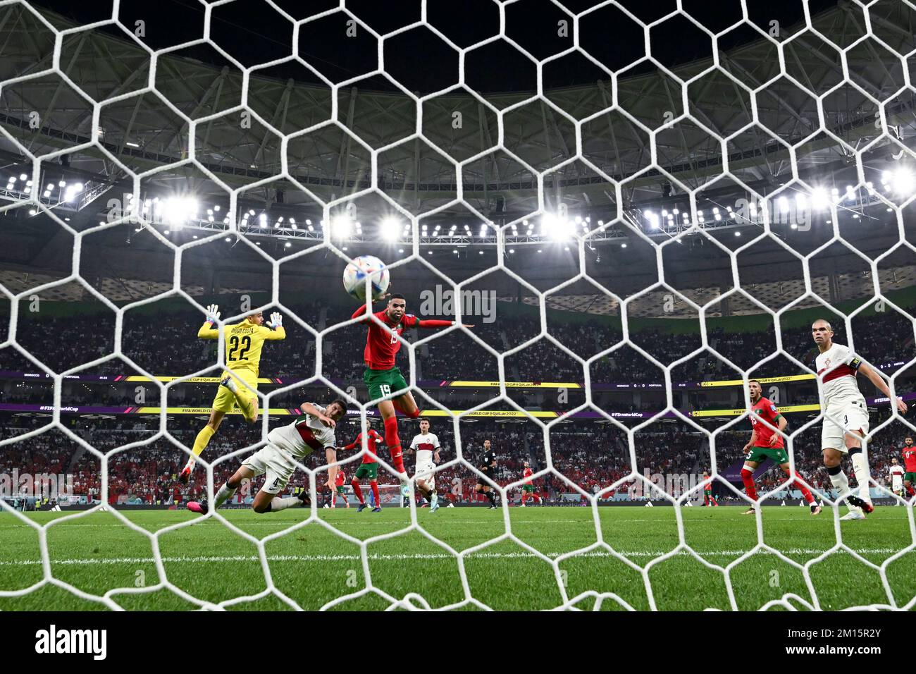 Doha, Qatar. 10th Dec, 2022. Youssef En-Nesyri (front 3rd L) of Morocco ...