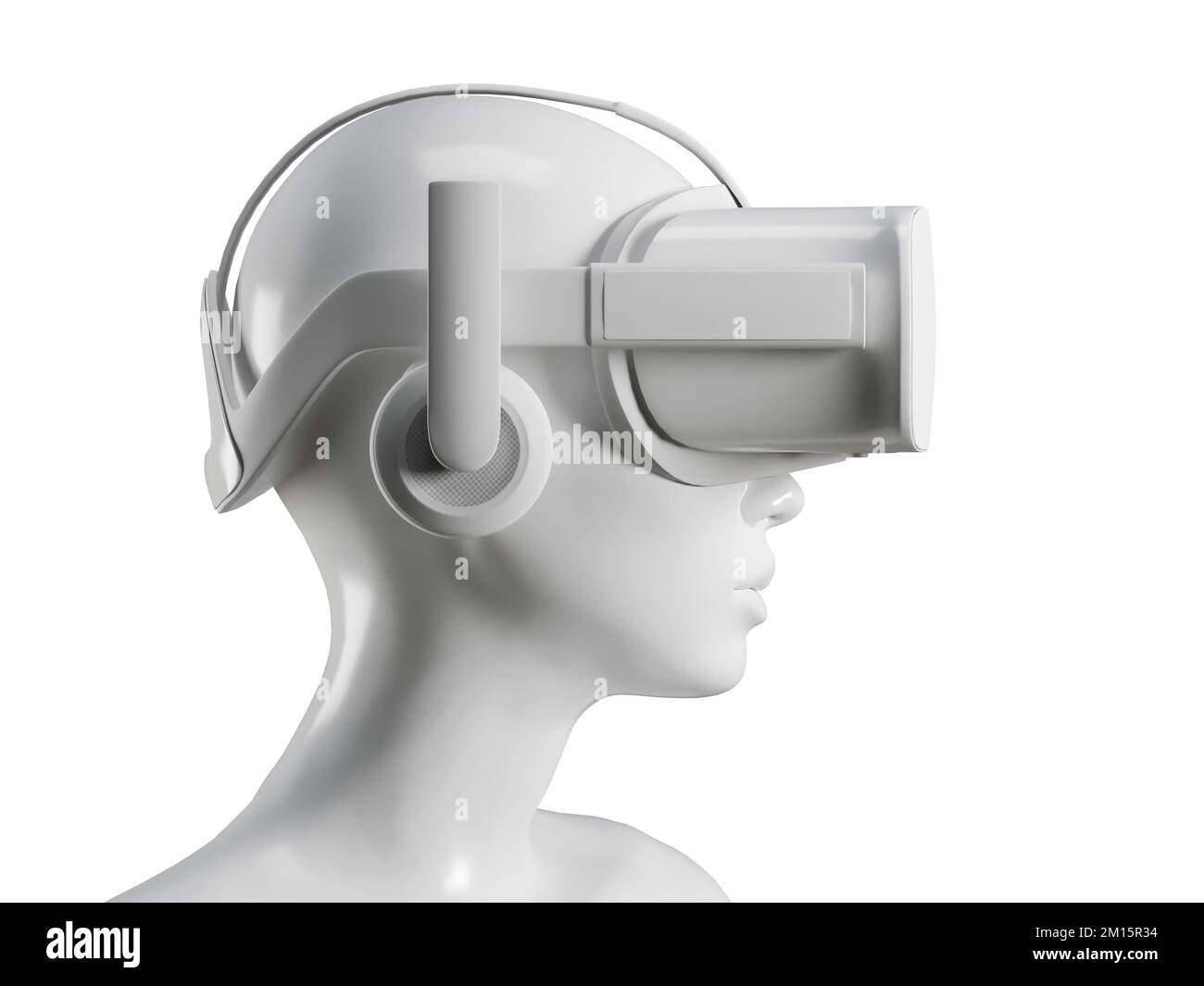 Head with VR headset isolated on white background. 3 D rendering Stock ...