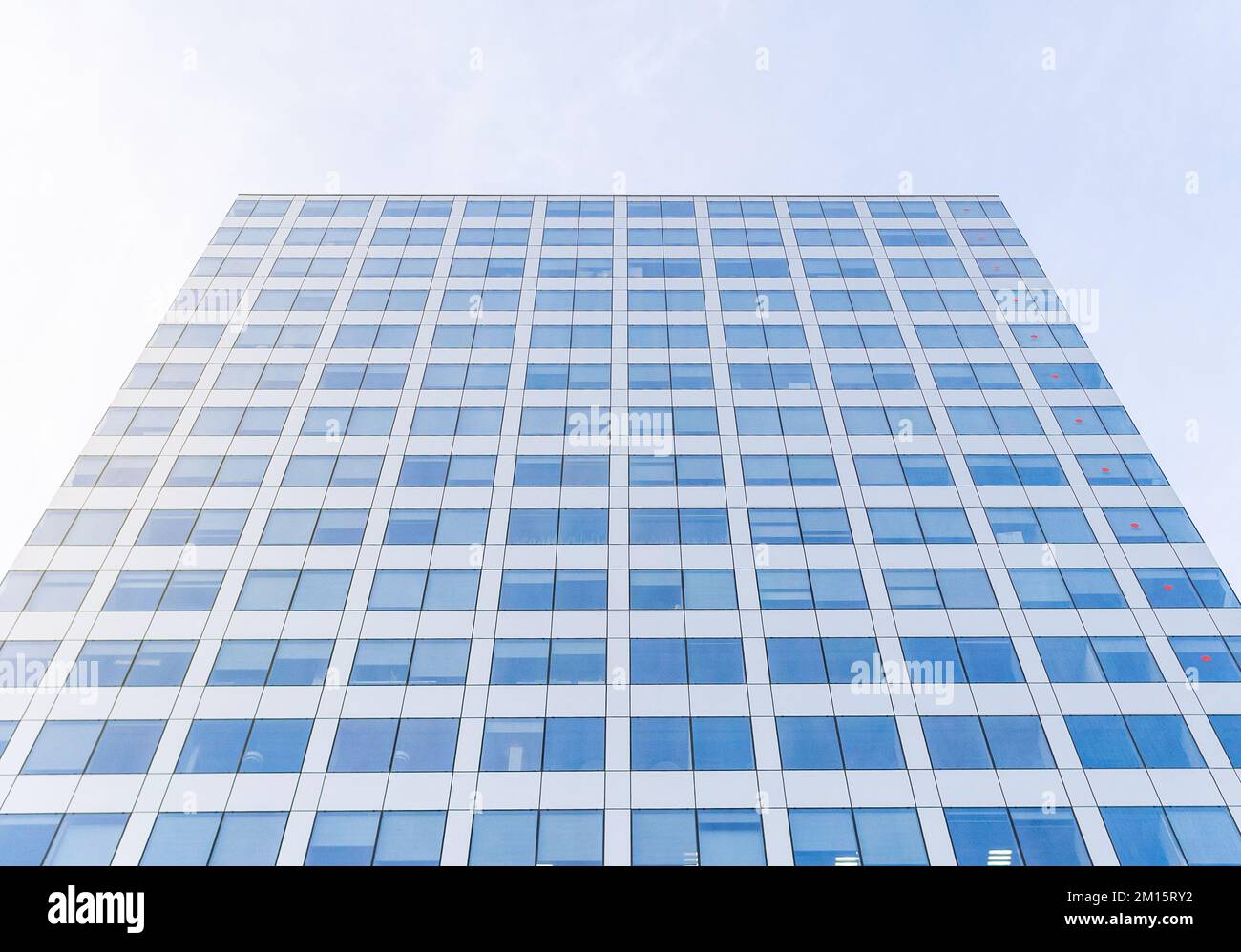 From below exterior of contemporary high rise buildings with glass ...