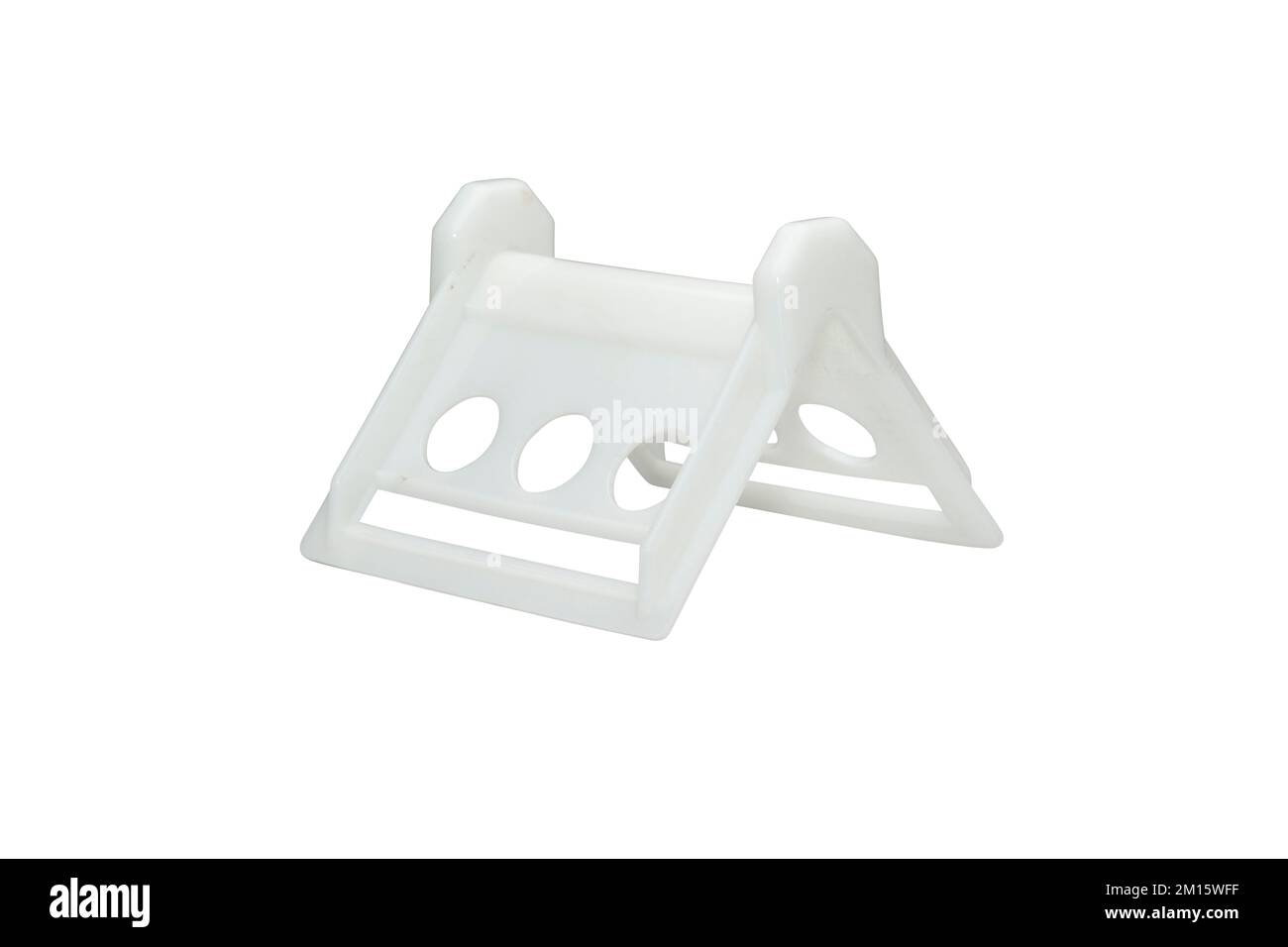 The white plastic freight corner protector isolated on a white ...