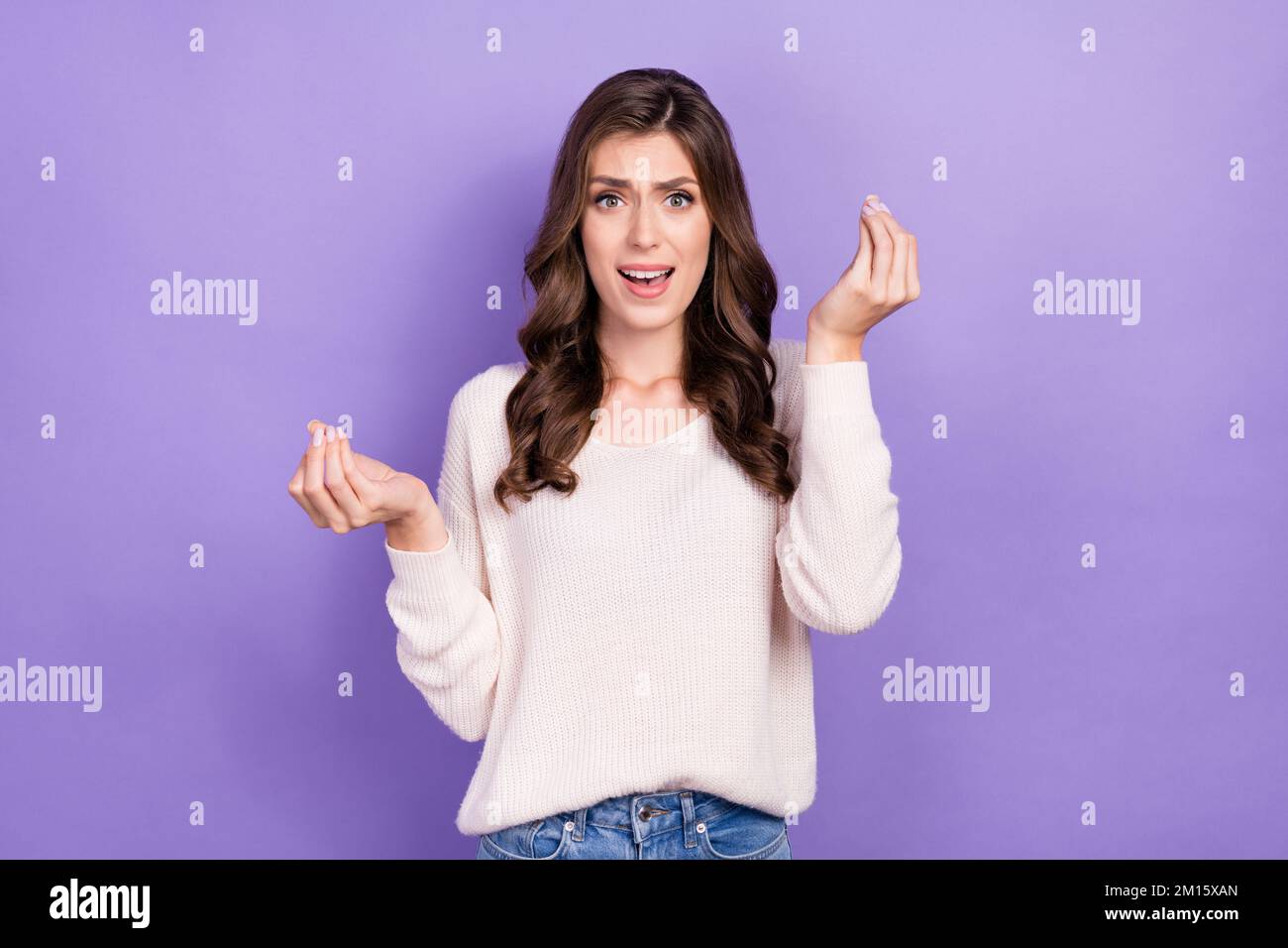 Photo of aggressive furious crazy frowning moody lady raise arm resolve ...