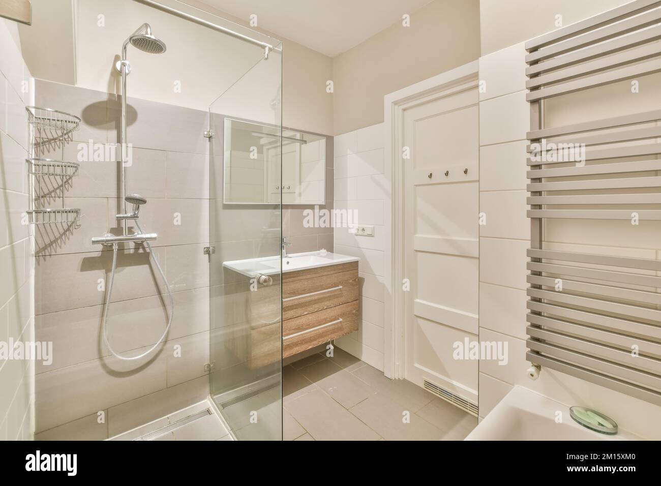Interior of a sink with a shower closed with a screen Stock Photo - Alamy