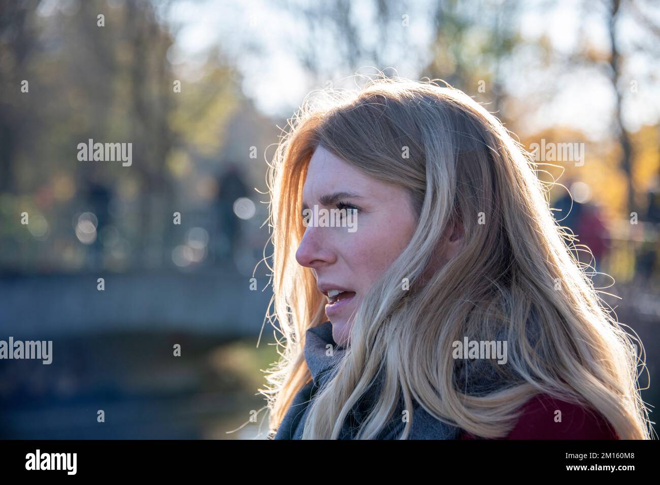 Headshot capture of the face expression an european blond woman Stock ...