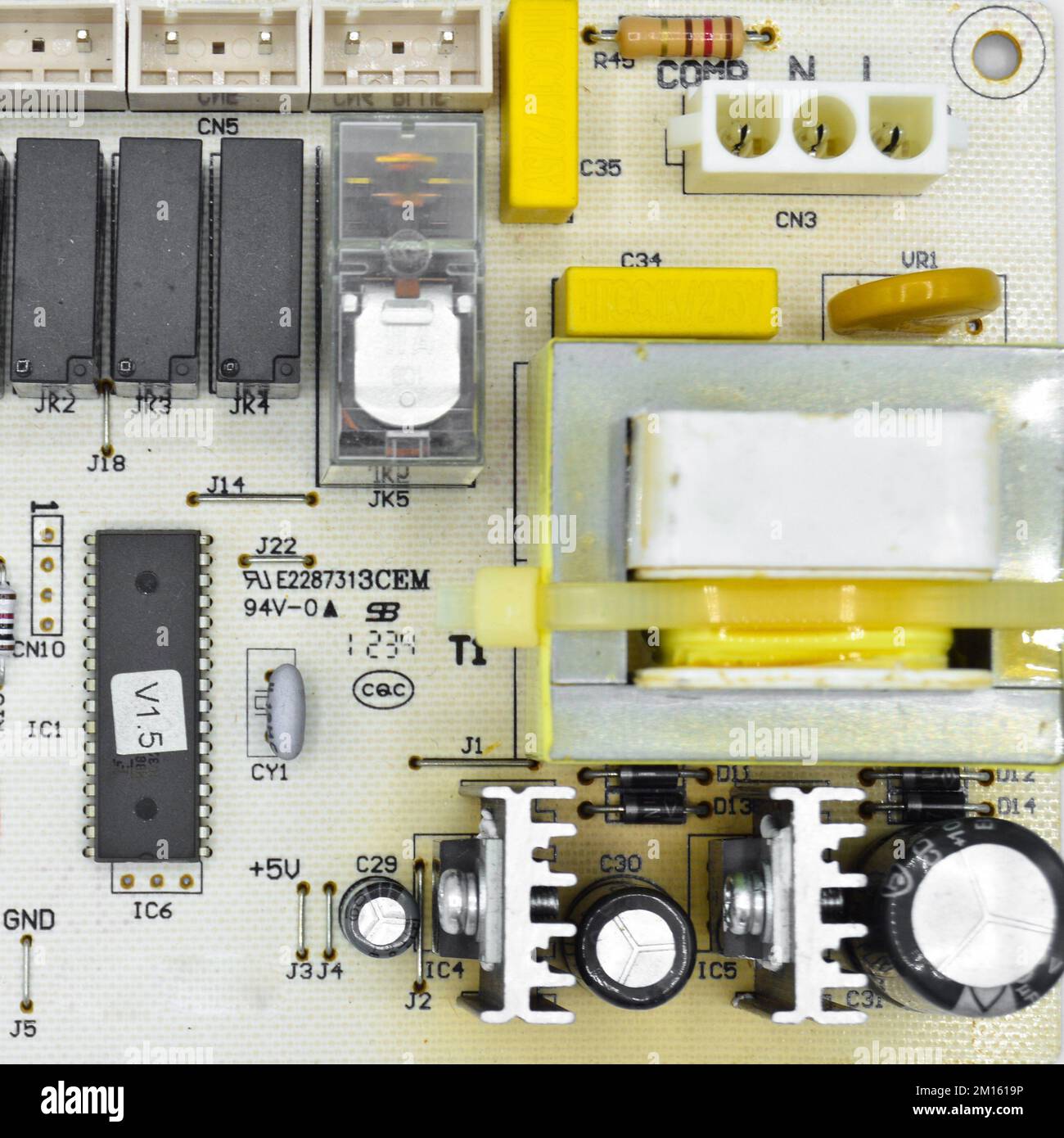 High tech electronic circuit board, isolated on white background Stock ...