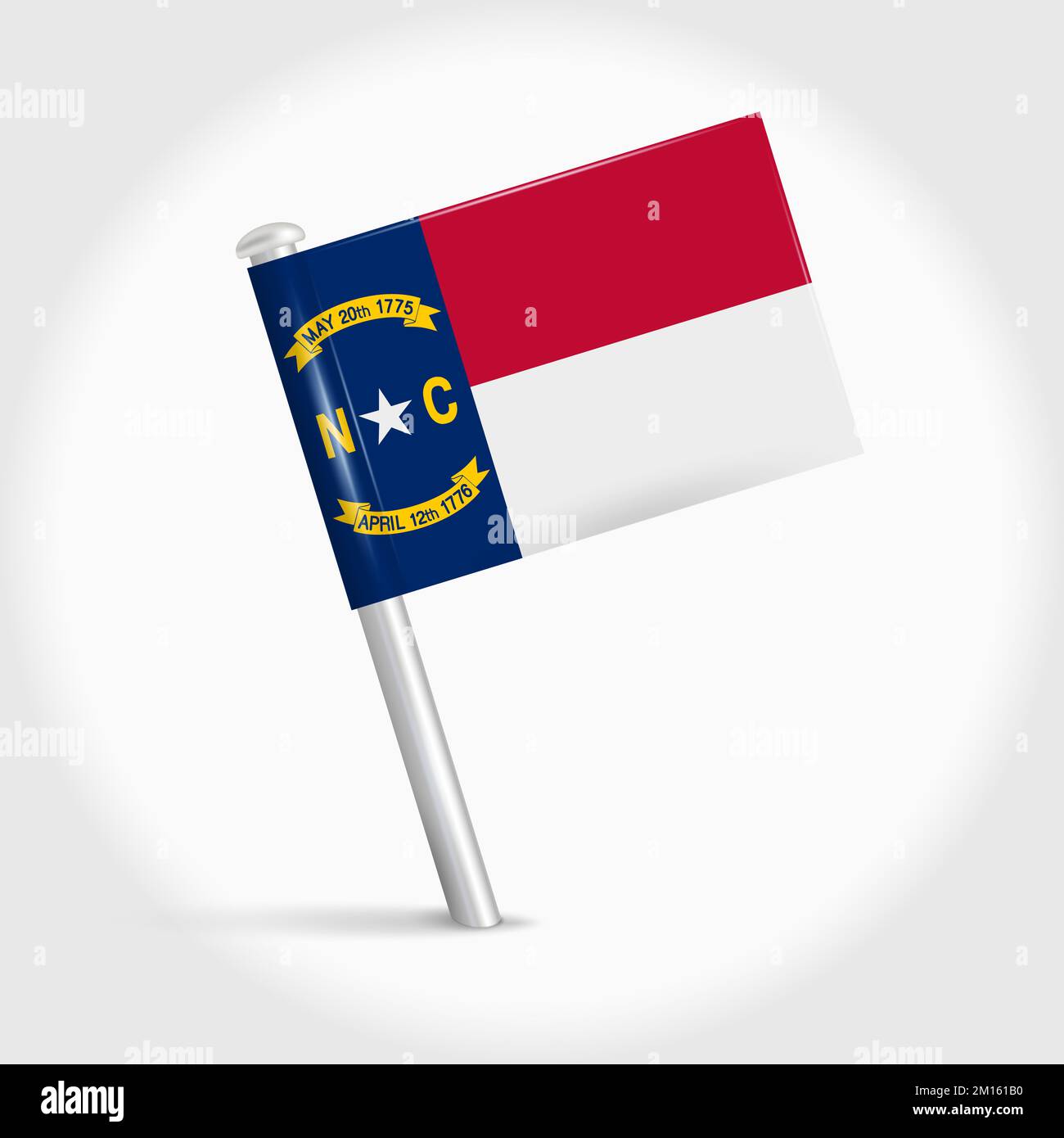 North Carolina map pin flag icon. Pennant map marker on a metal needle ...