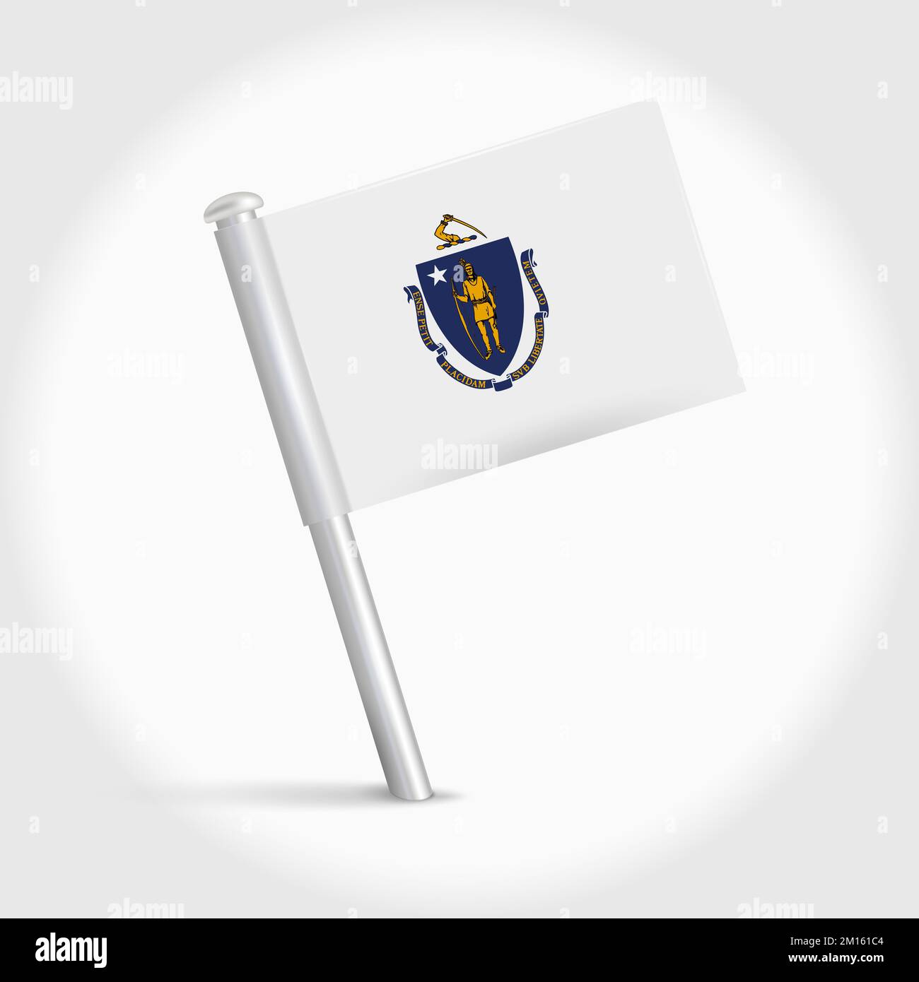 Massachusetts map pin flag icon. Pennant map marker on a metal needle ...