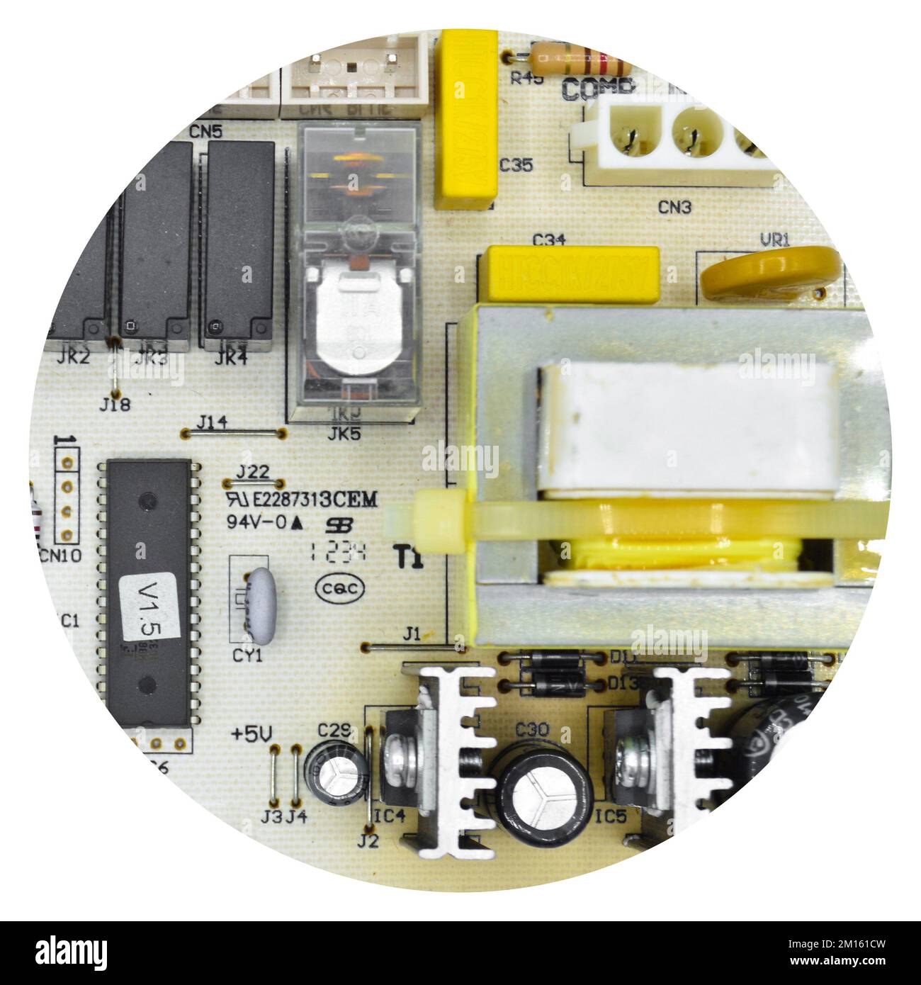High tech electronic circuit board, isolated on white background Stock ...