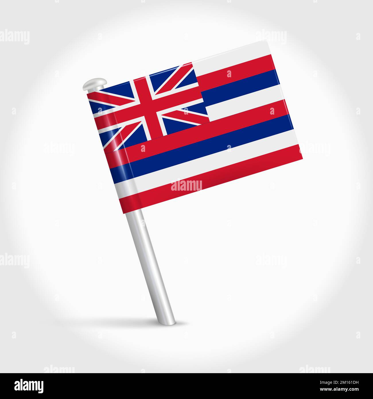 Hawaii map pin flag icon. Pennant map marker on a metal needle. 3D ...