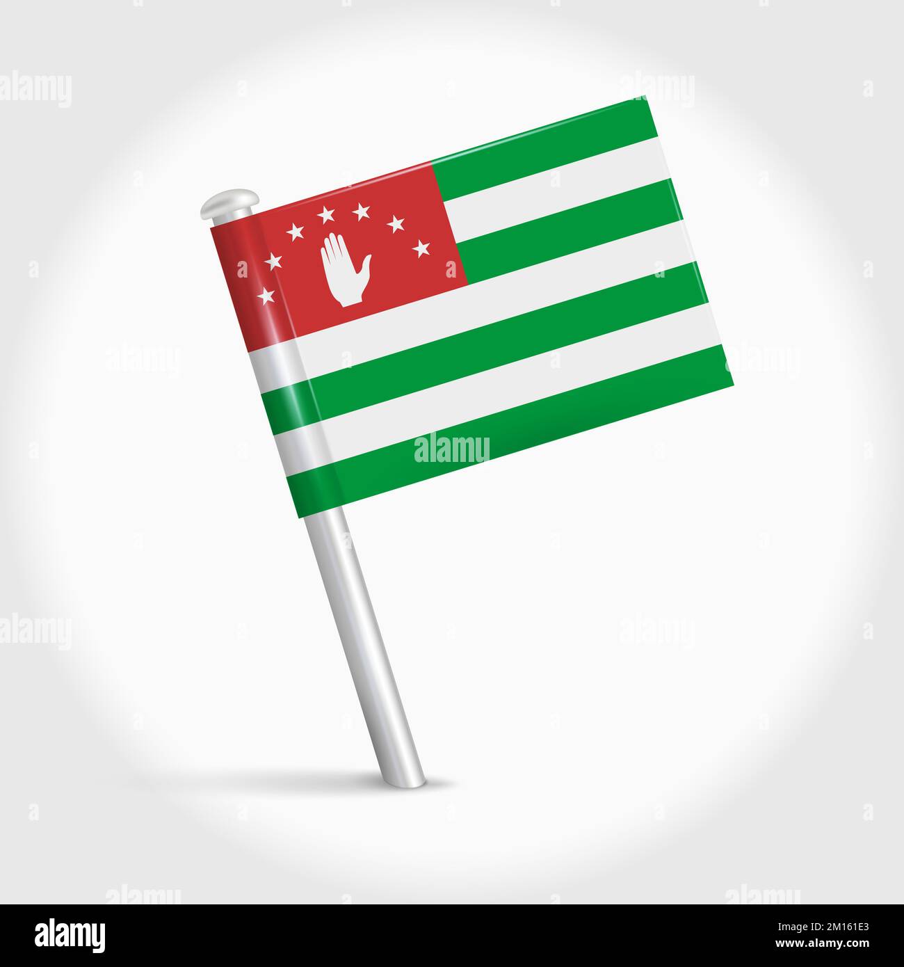 Abkhazia map pin flag icon. Abkhazian pennant map marker on a metal needle. 3D realistic ...