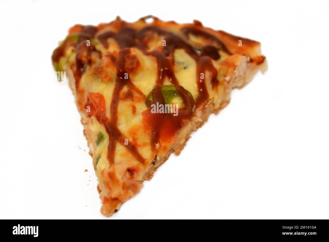 Chicken barbecue pizza with toppings of pieces of chicken, salami ...