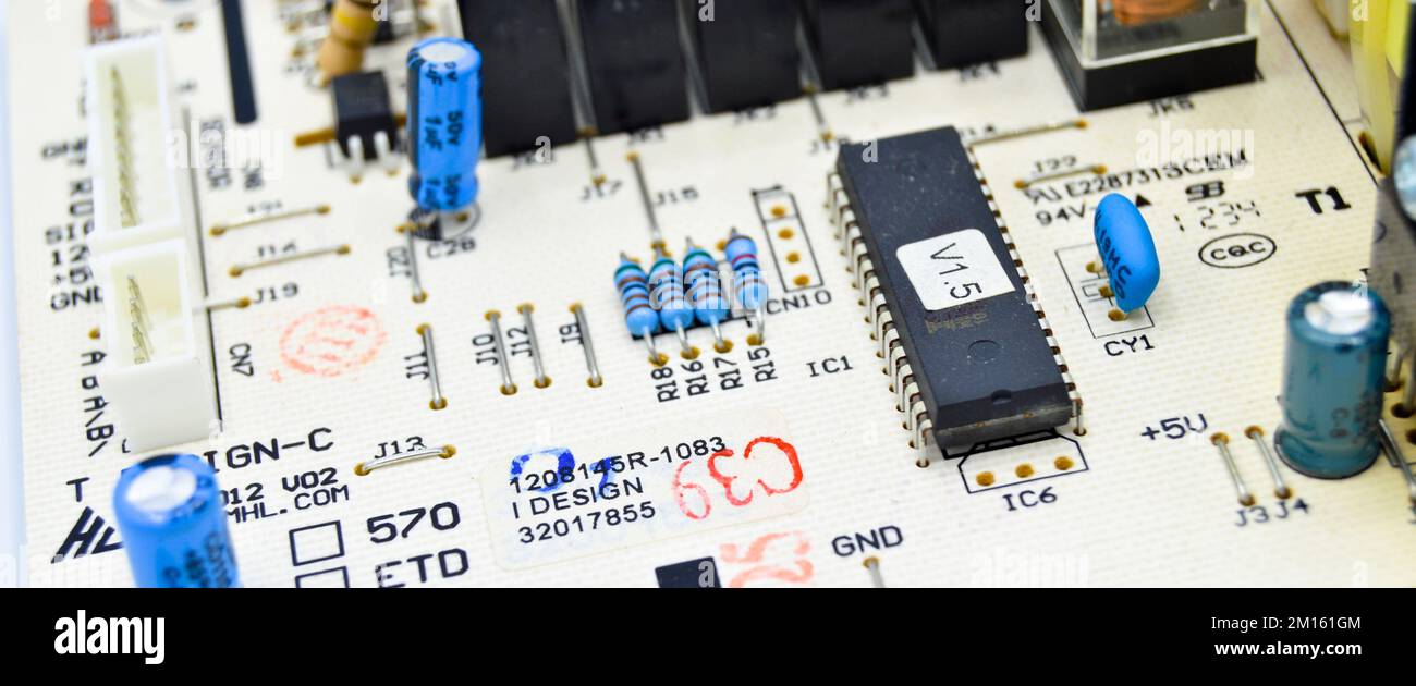 High tech electronic circuit board, isolated on white background Stock ...