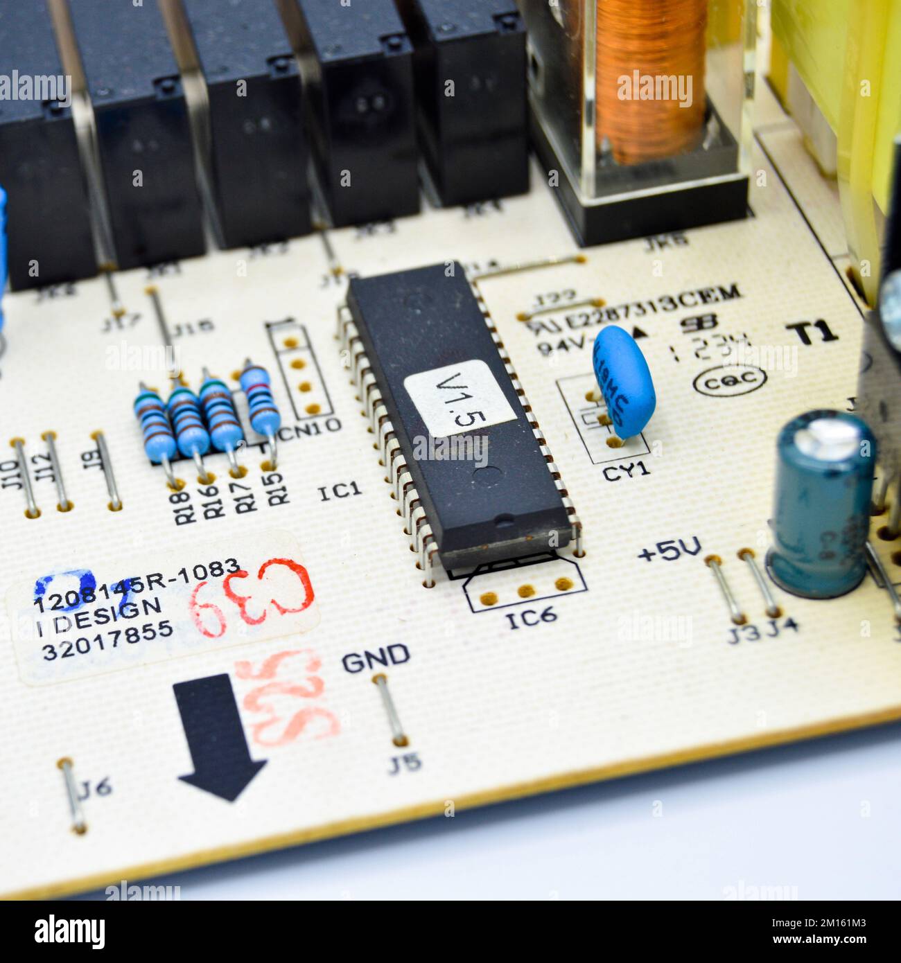 High tech electronic circuit board, isolated on white background Stock ...