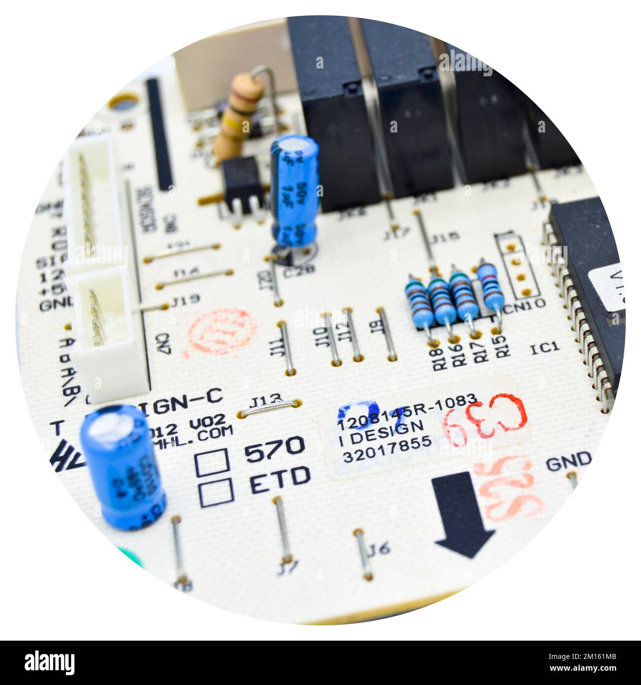 High tech electronic circuit board, isolated on white background Stock ...