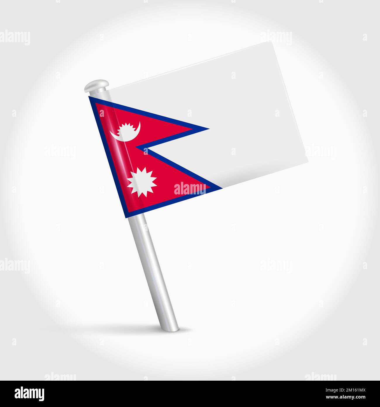 Nepal map pin flag icon. Nepali pennant map marker on a metal needle ...