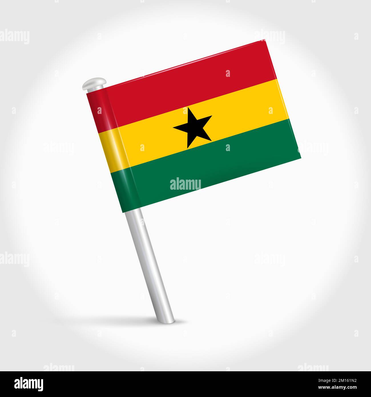 Ghana map pin flag icon. Ghanaian pennant map marker on a metal needle ...