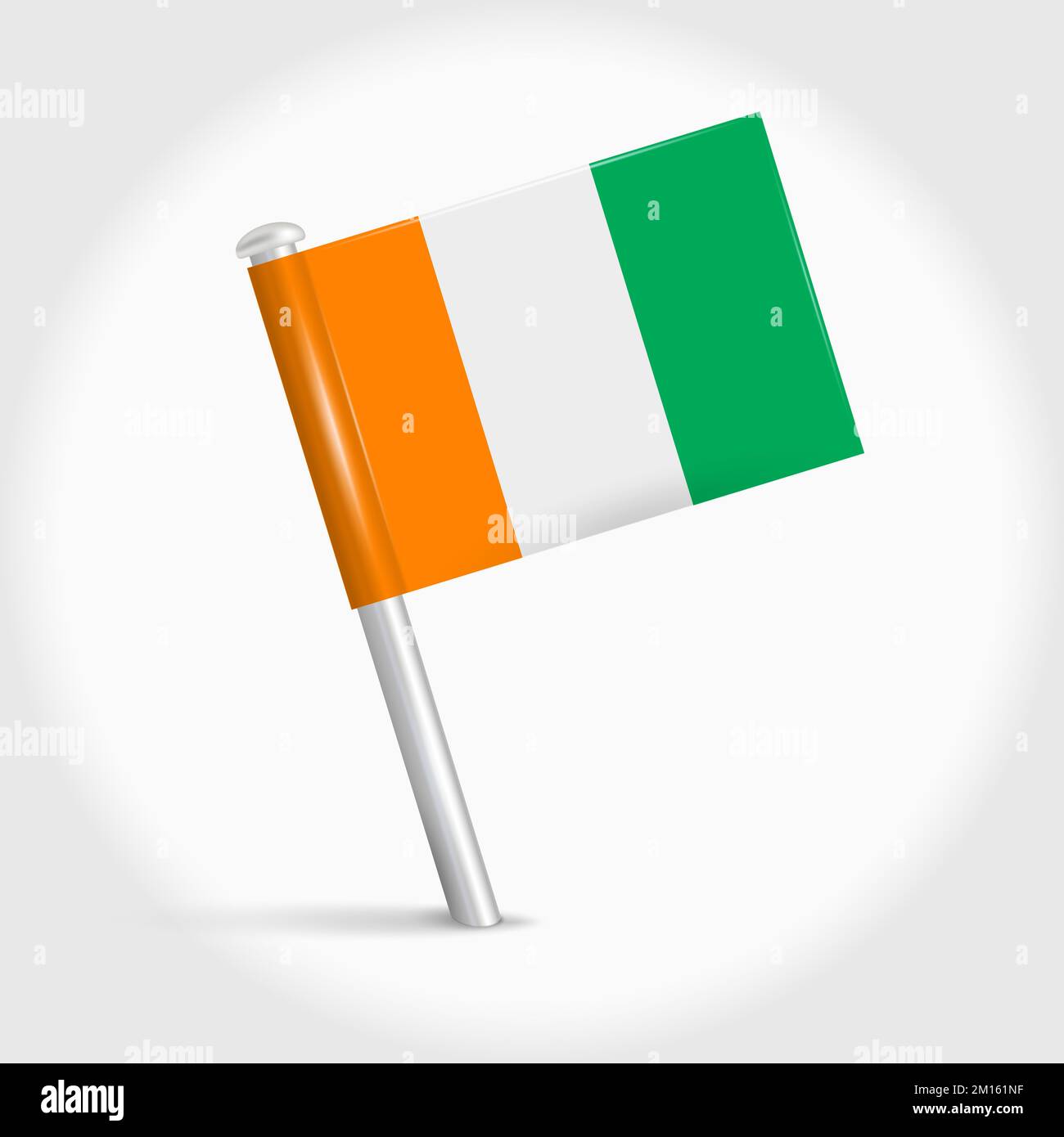 Cote d Ivoire map pin flag icon. Ivory Coast pennant map marker on a ...