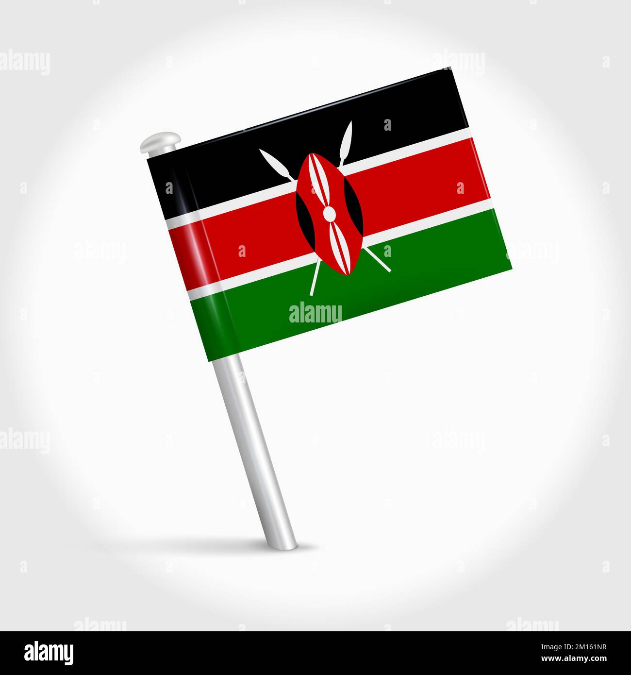 Kenya map pin flag icon. Kenyan pennant map marker on a metal needle ...