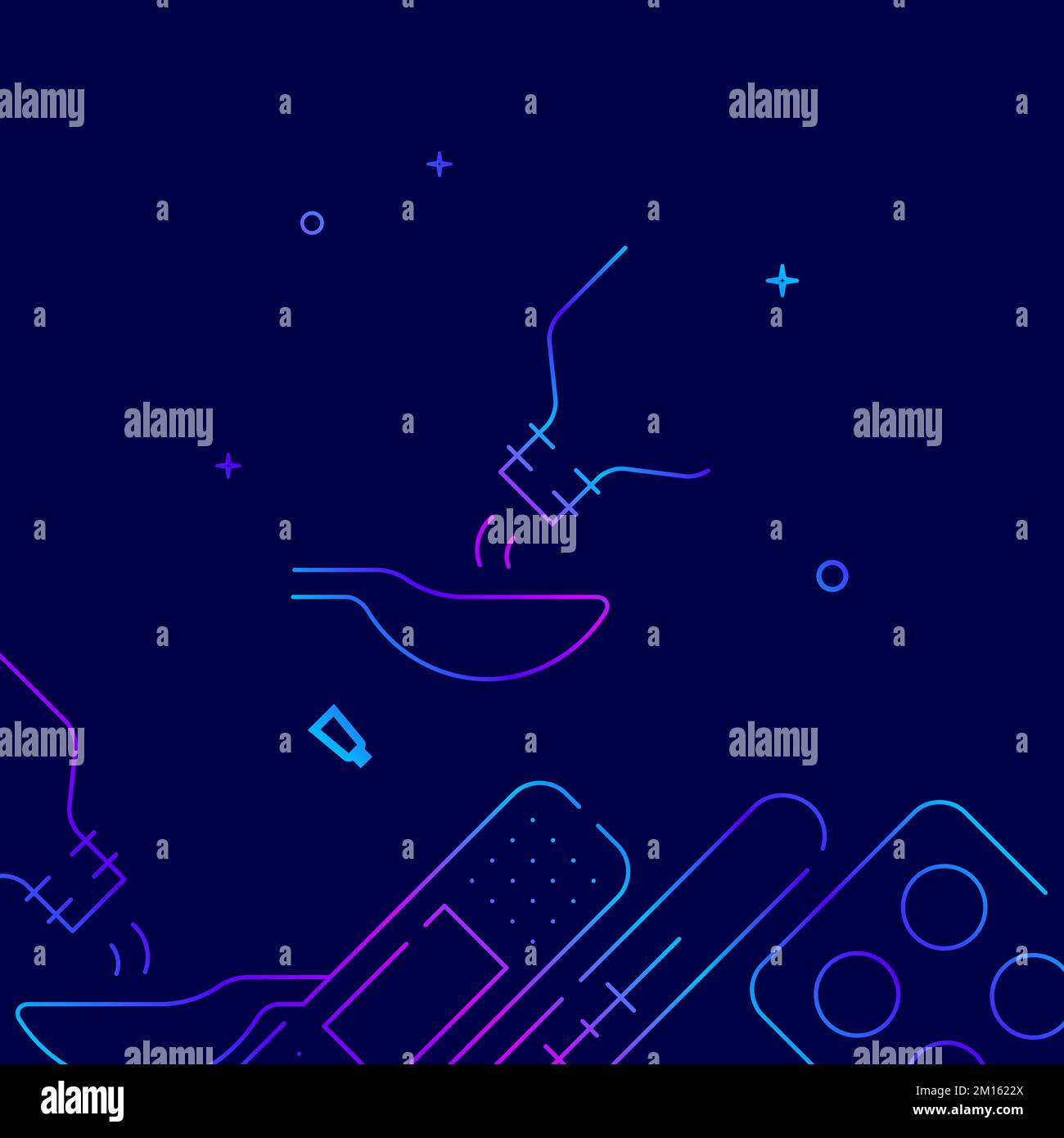 Medical syrup bottle and spoon gradient line icon, simple illustration ...