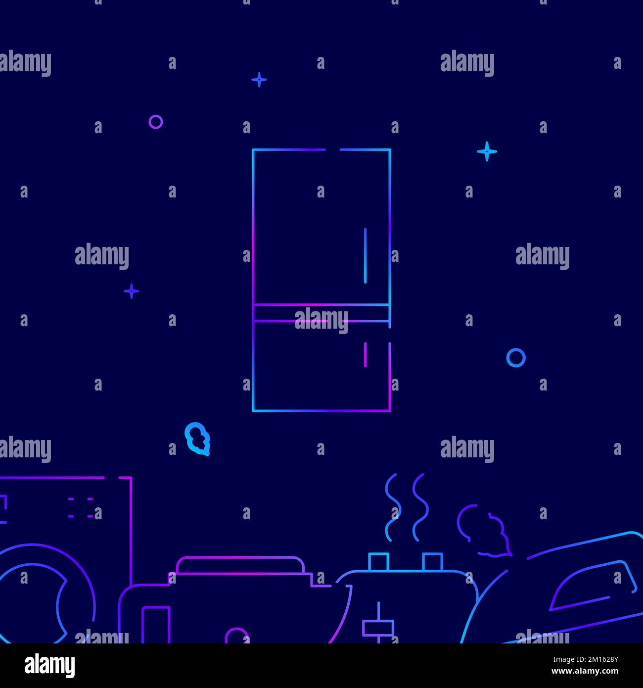 Fridge, refrigerator gradient line icon, simple illustration on a dark ...