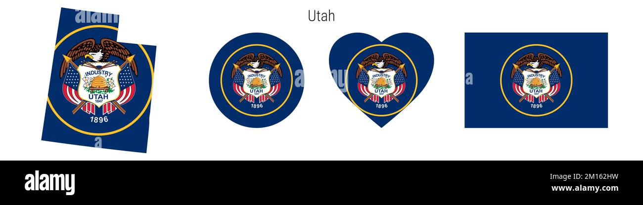 Utah flag icon set. American state pennant in official colors and ...