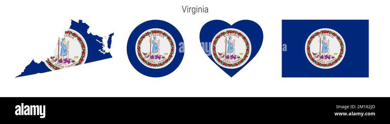 Virginia flag icon set. American state pennant in official colors and ...