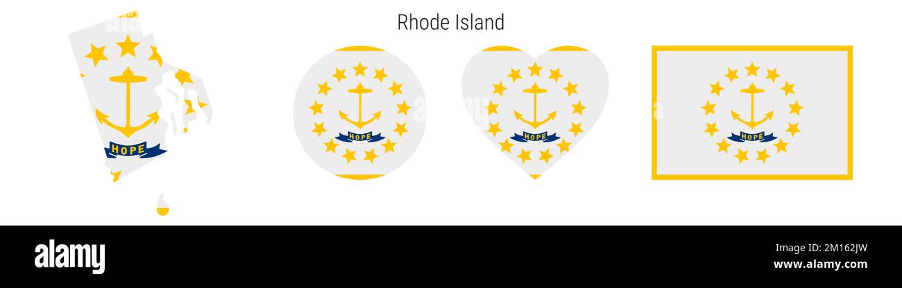 Rhode Island flag icon set. American state pennant in official colors ...