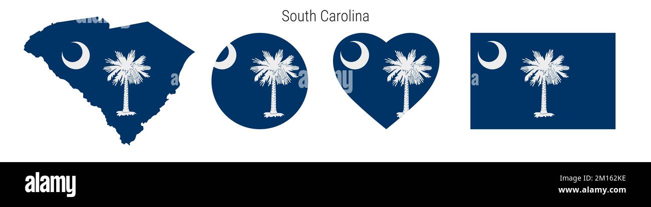 South Carolina flag icon set. American state pennant in official colors ...