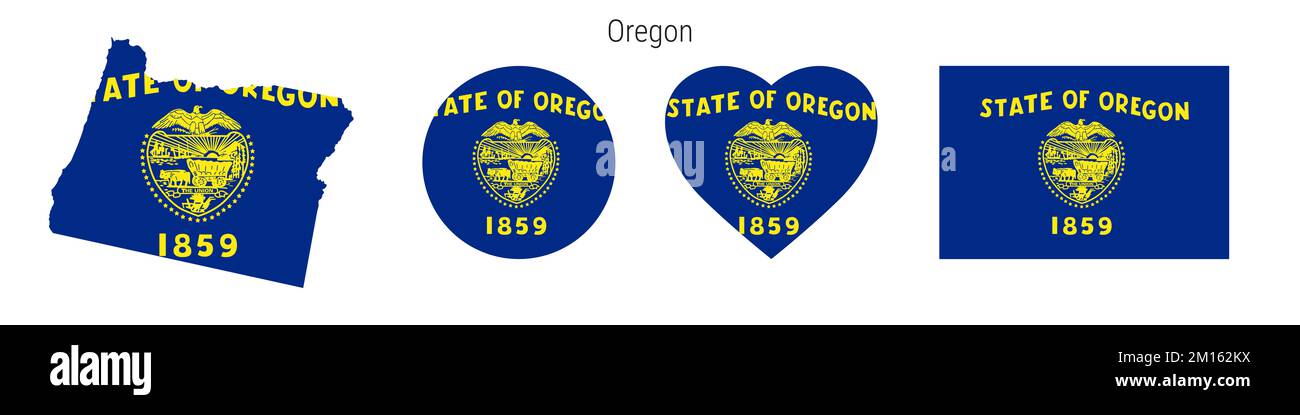 Oregon flag icon set. American state pennant in official colors and ...