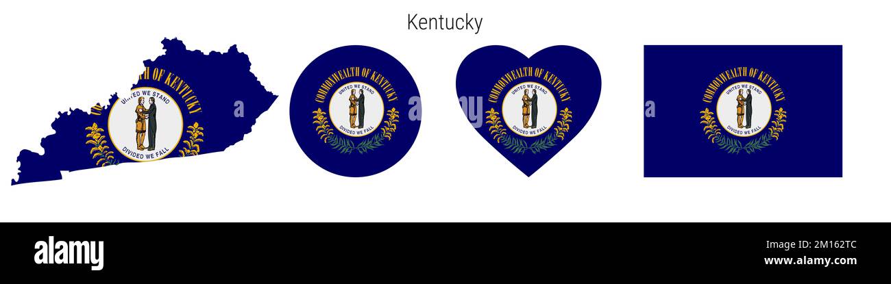 Kentucky flag icon set. American state pennant in official colors and ...