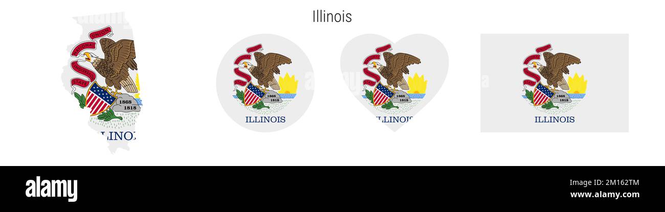 Illinois flag icon set. American state pennant in official colors and ...
