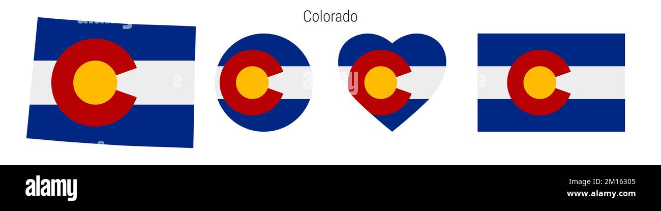 Colorado flag icon set. American state pennant in official colors and ...