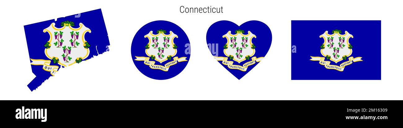 Connecticut flag icon set. American state pennant in official colors ...