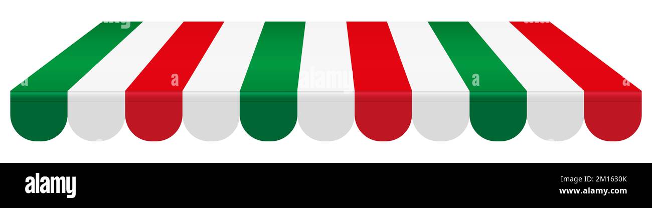 Striped awning in italy flag colors. Italian cafe, restaurant, store ...