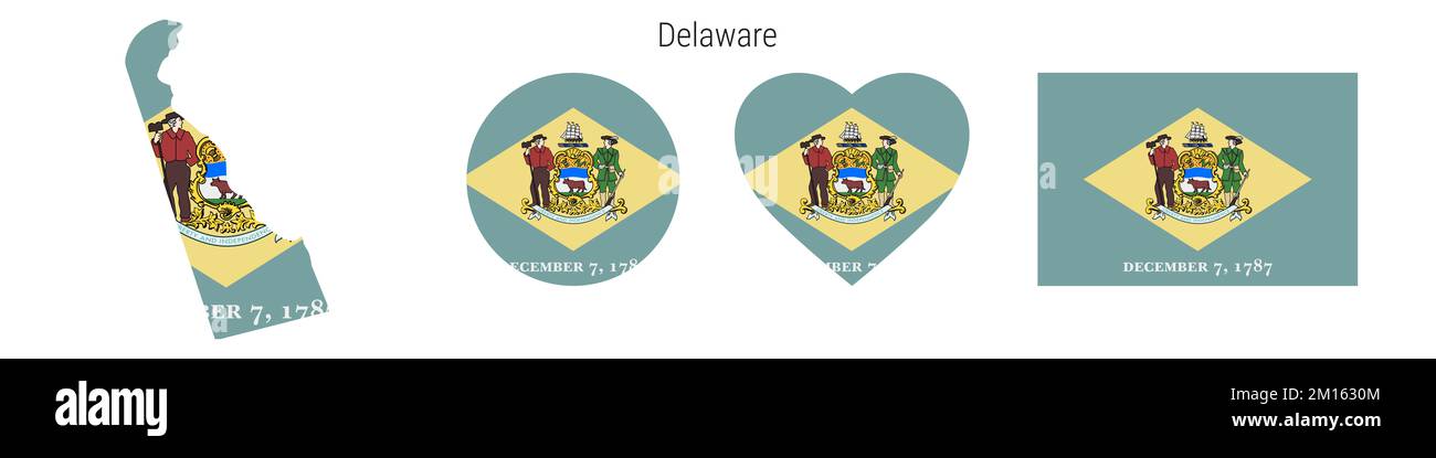 Delaware flag icon set. American state pennant in official colors and ...