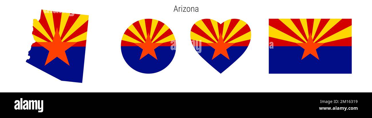 Arizona flag icon set. American state pennant in official colors and ...