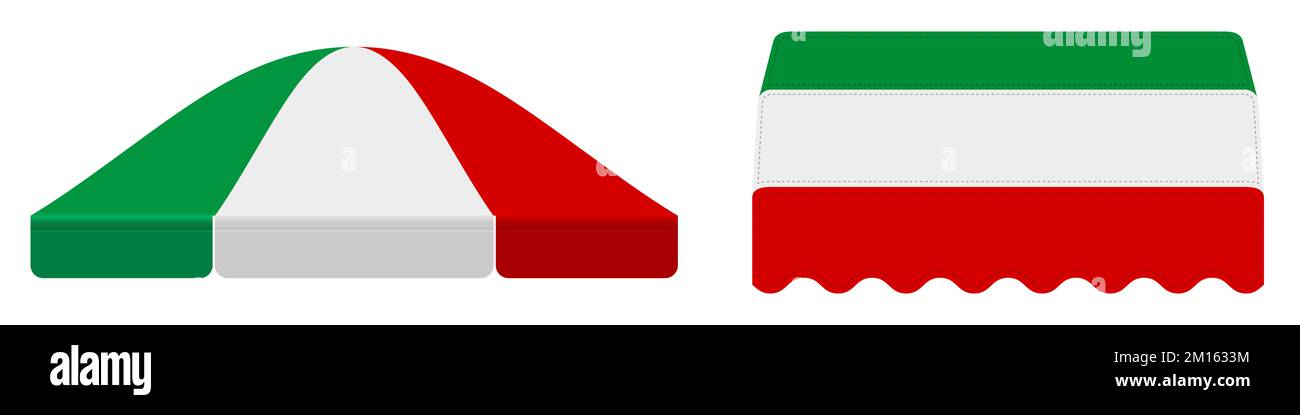 Striped dome awning in italy flag colors. Italian cafe, restaurant ...