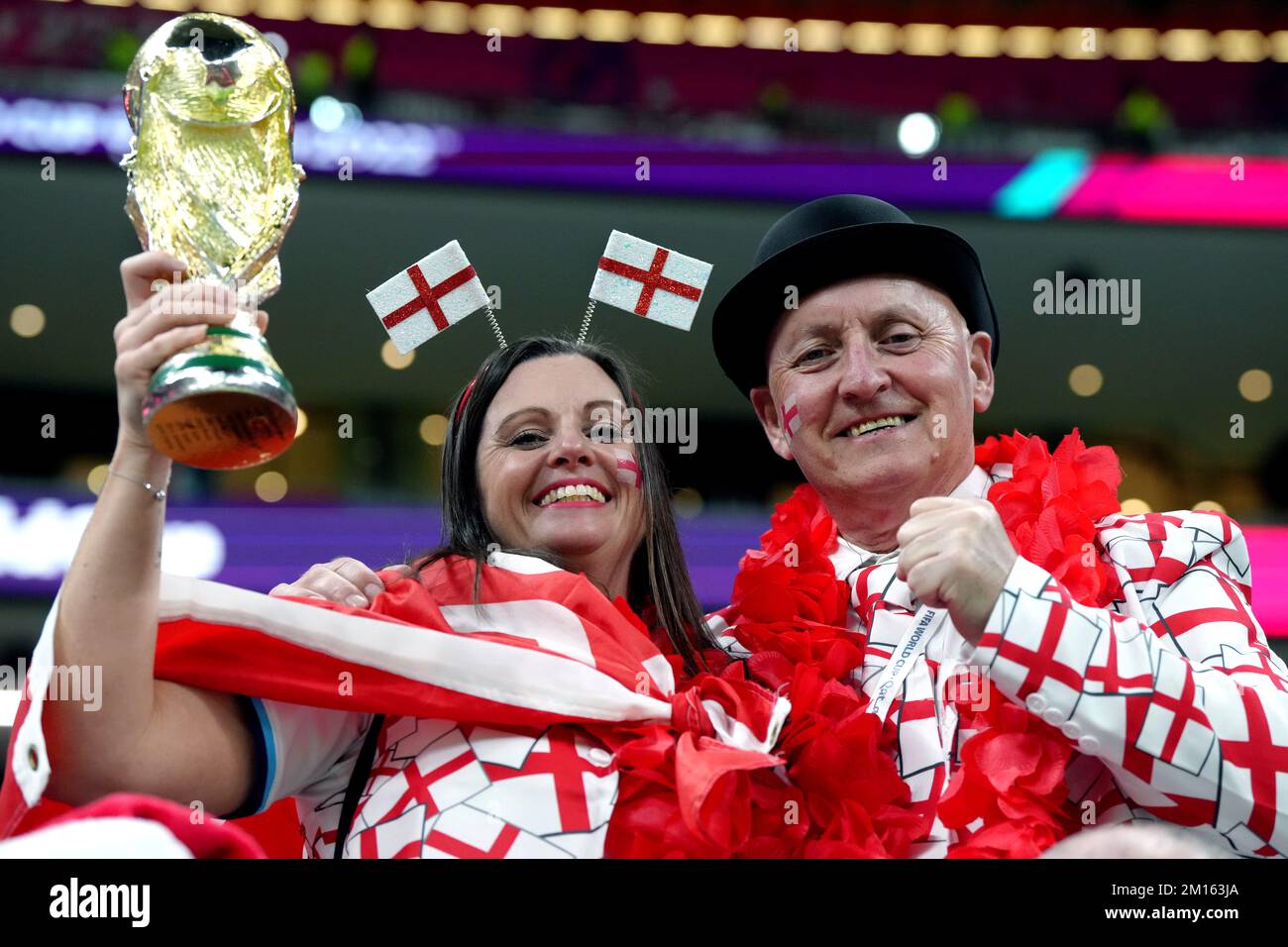 England fans with a replica world cup trophy ahead of the FIFA World ...