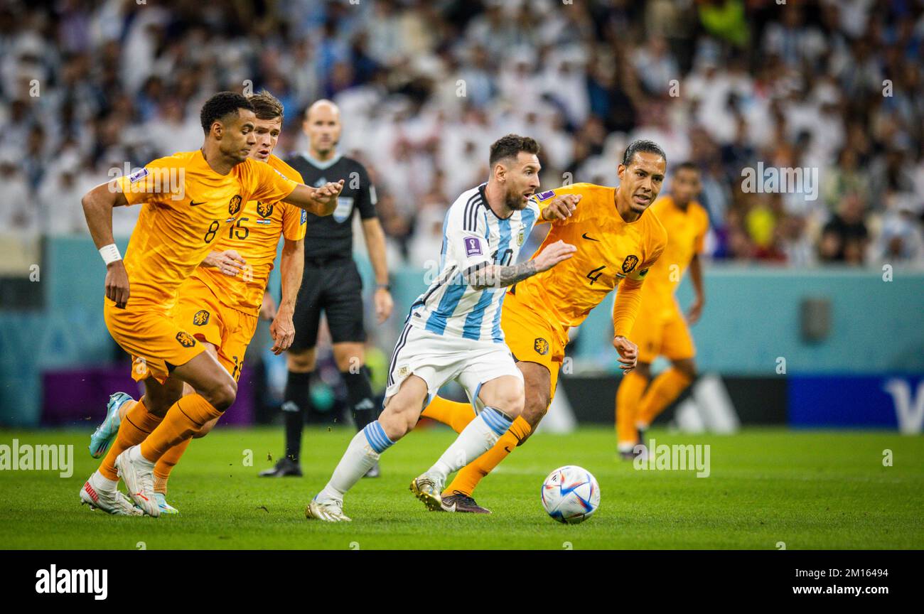 Doha, Qatar. 9th Dec, 2022. Lionel Messi (Arg), Cody Gakpo (Niederlande ...