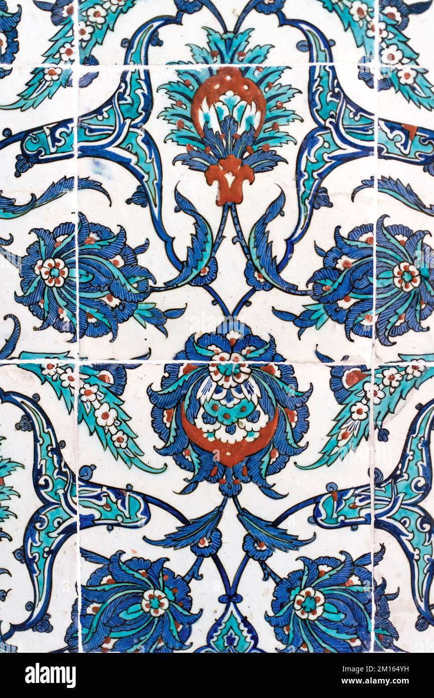 Unique Turkish Iznik tile of Topkapi Palace in Istanbul, Turkey Stock ...