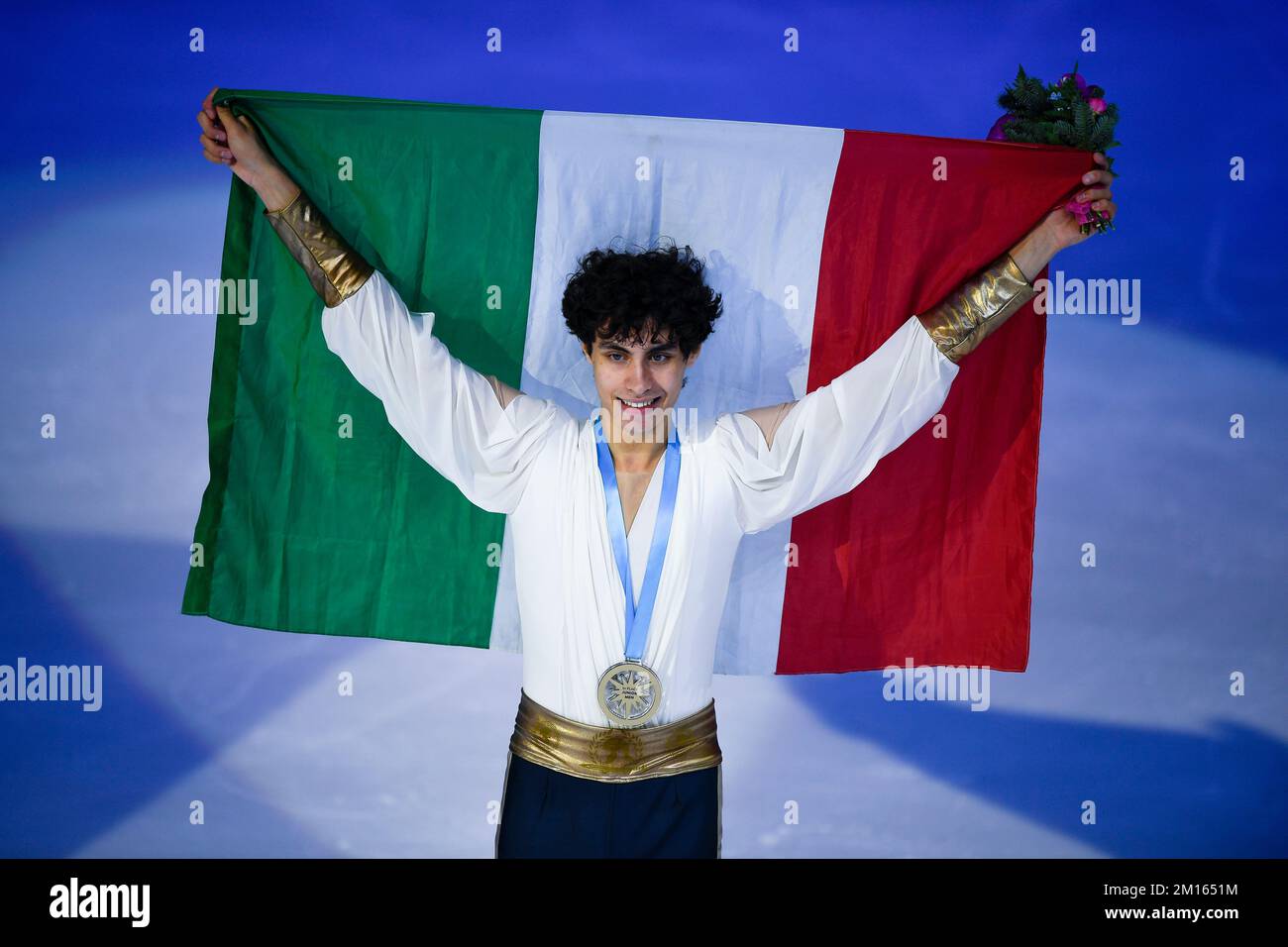 Turin, Italy. 10 December 2022. Nikolaj Memola of Italy celebrates in ...