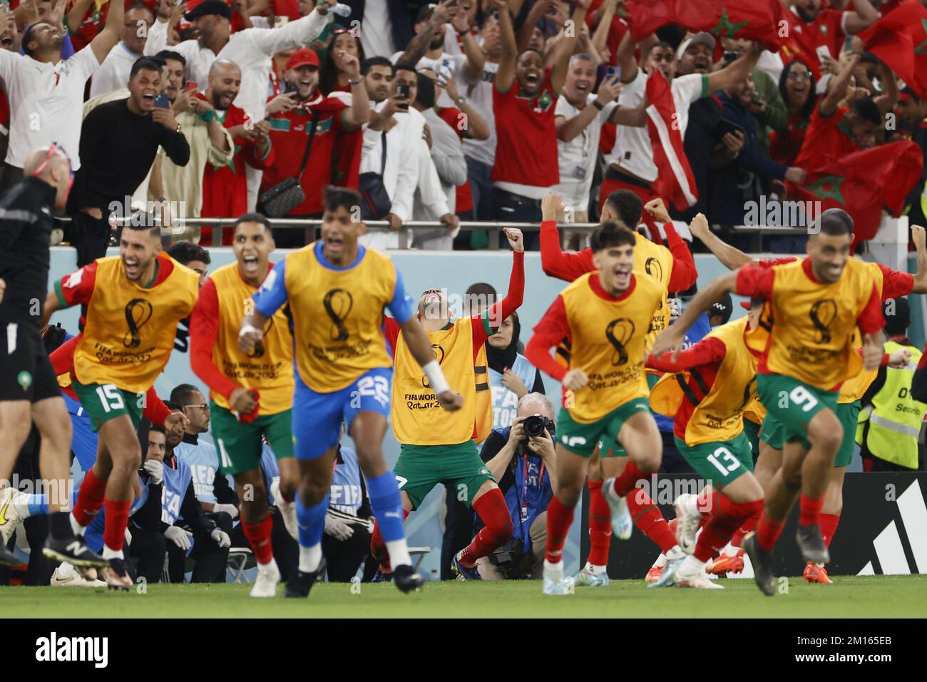DOHA - Qatar, 10/12/2022,DOHA - Hakim Ziyech of Morocco celebrates ...