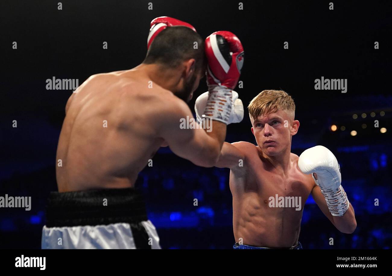 Koby McNamara (right) against Nabil Ahmed at the First Direct Arena ...
