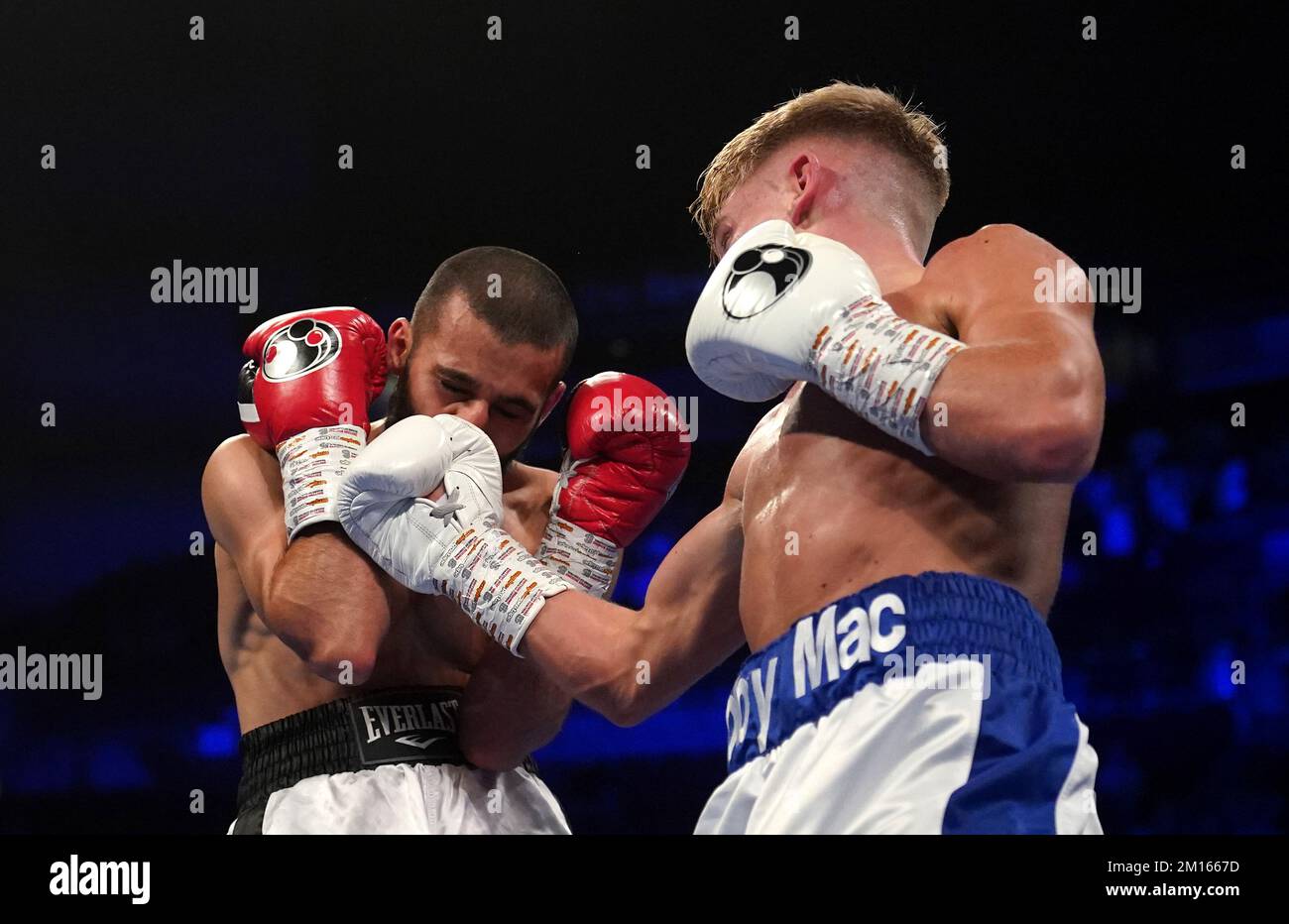 Koby McNamara (right) against Nabil Ahmed at the First Direct Arena ...