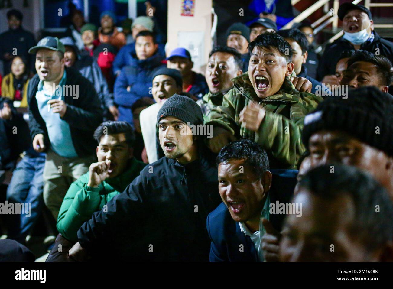 Nepal. 9th Dec, 2022. Nepali supporters of Croatia cheers while ...