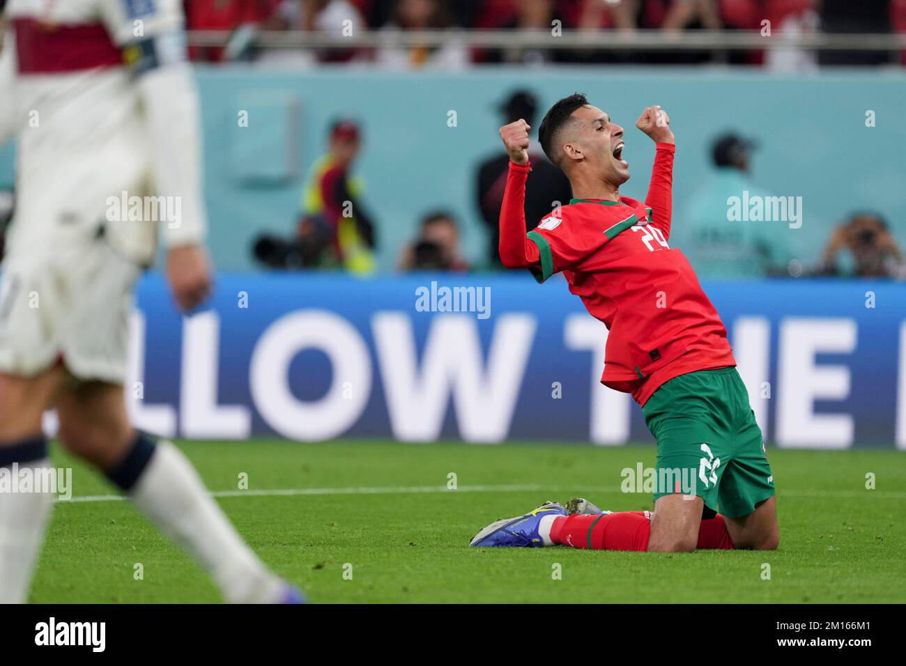 Doha, Qatar. 10th Dec, 2022. Badr Benoun of Morocco celebrates ...