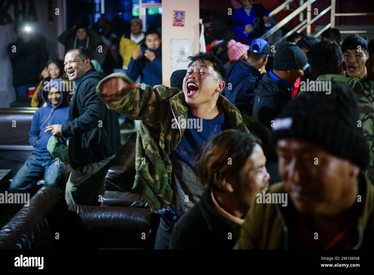 Nepal. 9th Dec, 2022. Nepali supporters of Croatia cheers while ...