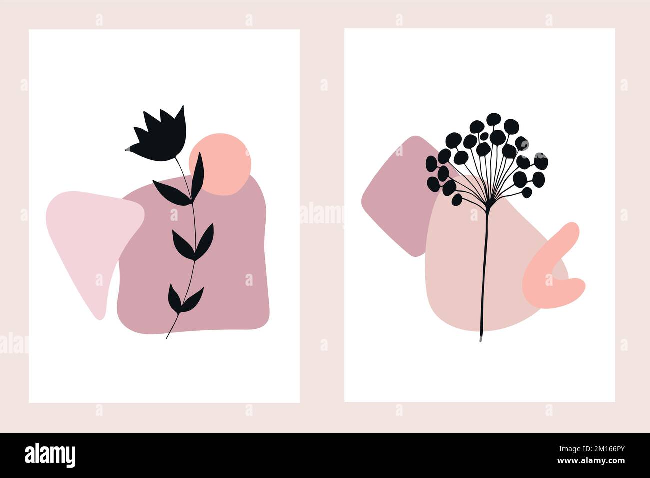 Flower shape in abstract background. Botanical outline. Abstract shapes ...