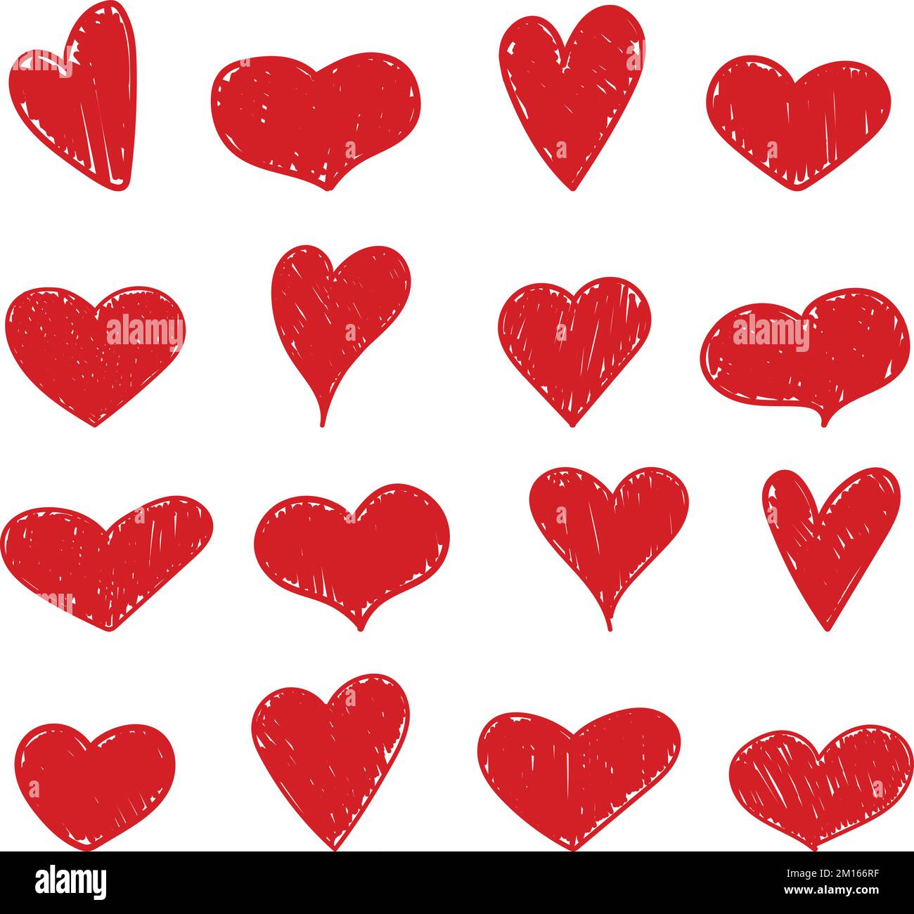 Hand drawn love heart collection. Doodle simple hearts in different ...