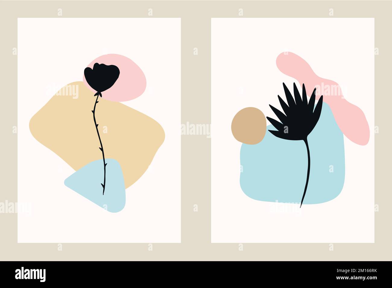 Flower shape in abstract background. Botanical outline. Abstract shapes ...